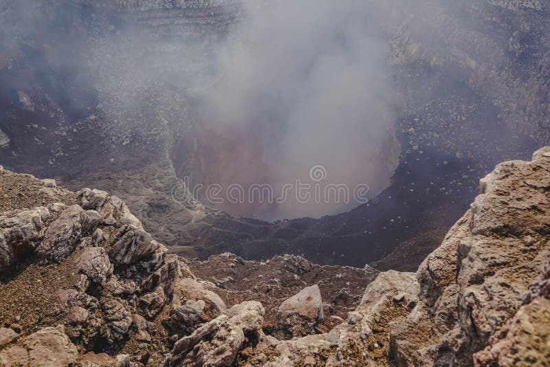 Close-up Shot of the Smoking Volcano Crater Stock Photo - Image of view ...