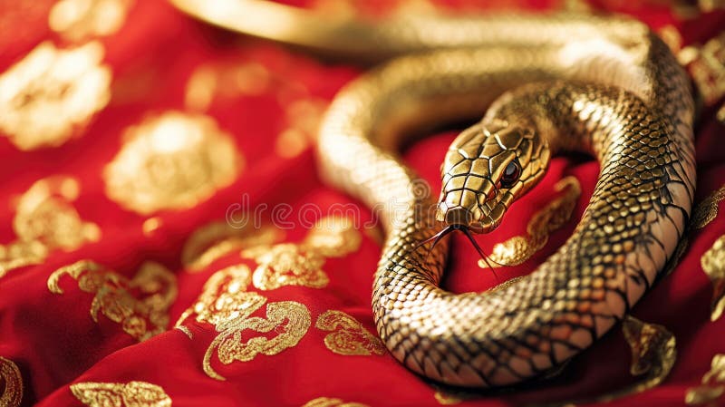 A Close-up Shot of a Snake Coiled Around a Red Cloth Stock Photo ...