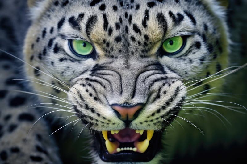 Close-up Shot of Snow Leopards Piercing Green Eyes Stock Image - Image ...