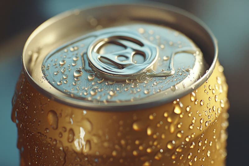 A Close-up Shot of a Soda Can with Water Droplets on Its Surface Stock ...
