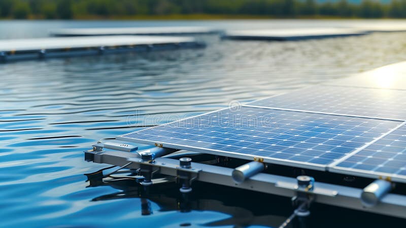 Floating Solar Panel on Water. Generative AI Stock Illustration ...