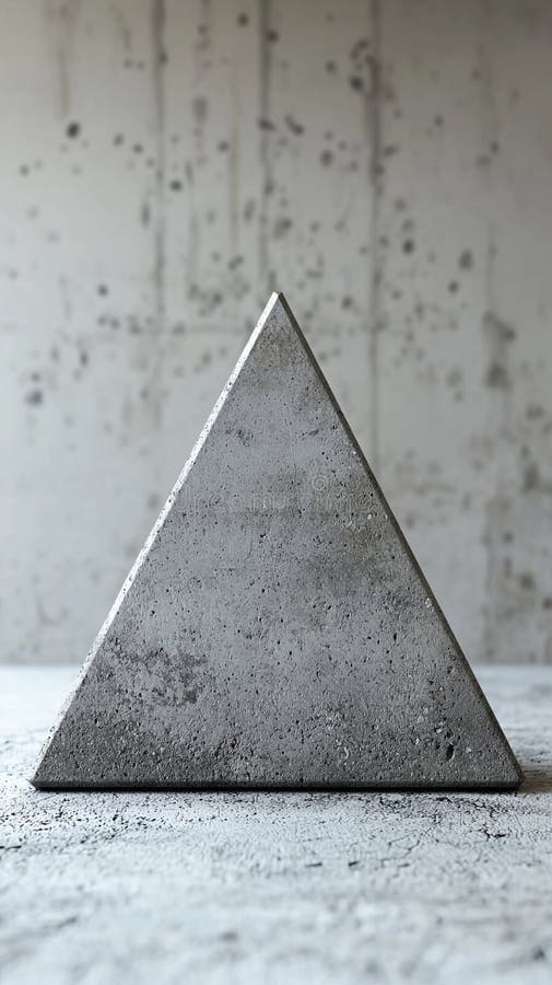 Concrete Triangle Pyramid Shape on Grey Textured Background Abstract ...