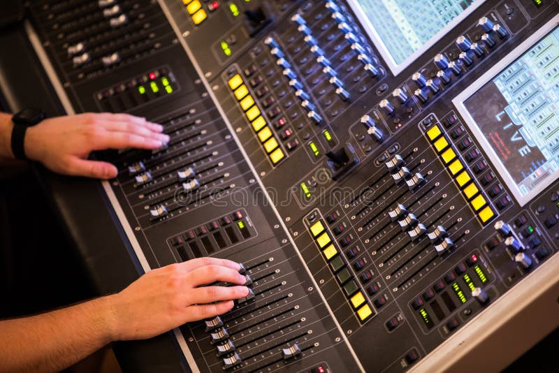 Sound Equalizer in a Music Studio Stock Photo - Image of person, level ...