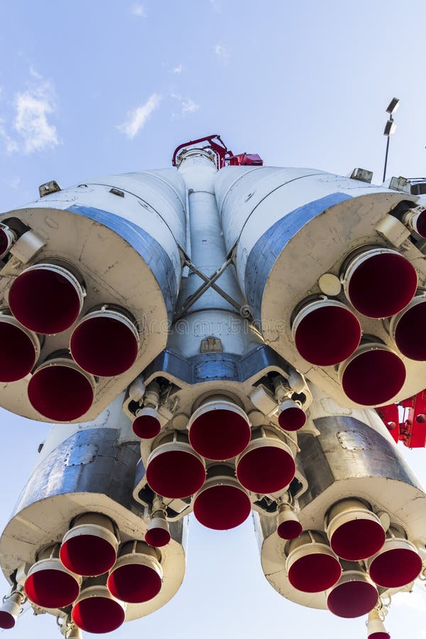 Close Up Shot of the Space Rocket Engine Nozzles. Astronautics ...