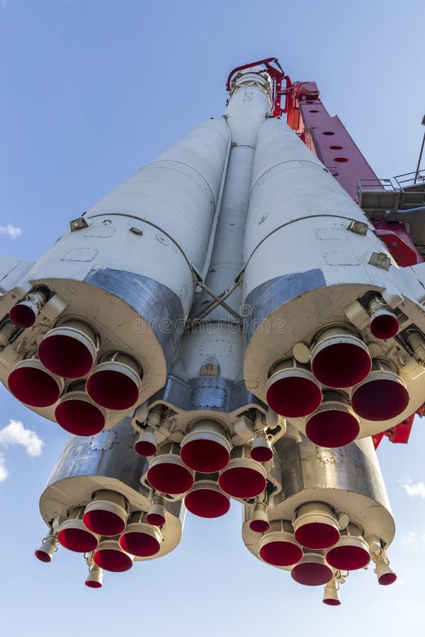 Close Up Shot of the Space Rocket Engine Nozzles. Astronautics ...