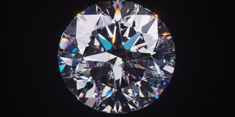 Close-up Shot of a Sparkling Round Diamond on Black Background ...