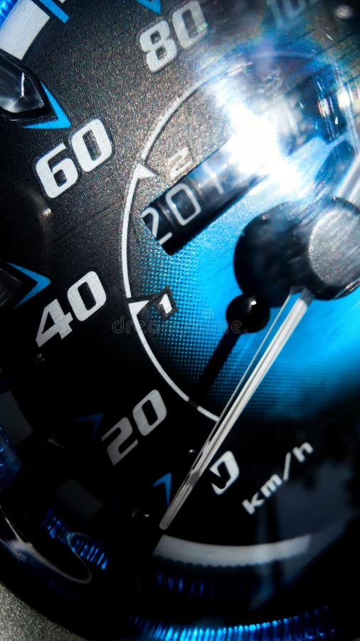 Close Up Shot of a Speed Meter in a Car with Red Light Speed at 220 Km ...