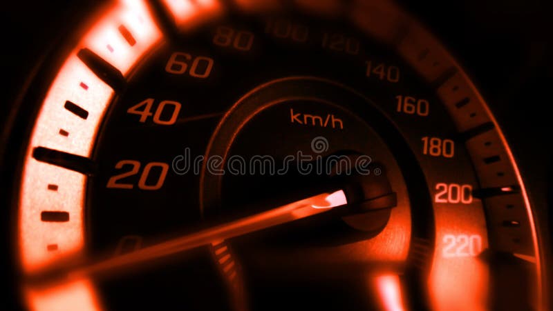 Close Up Shot of a Speed Meter in a Car with Orange Light Stock Image ...