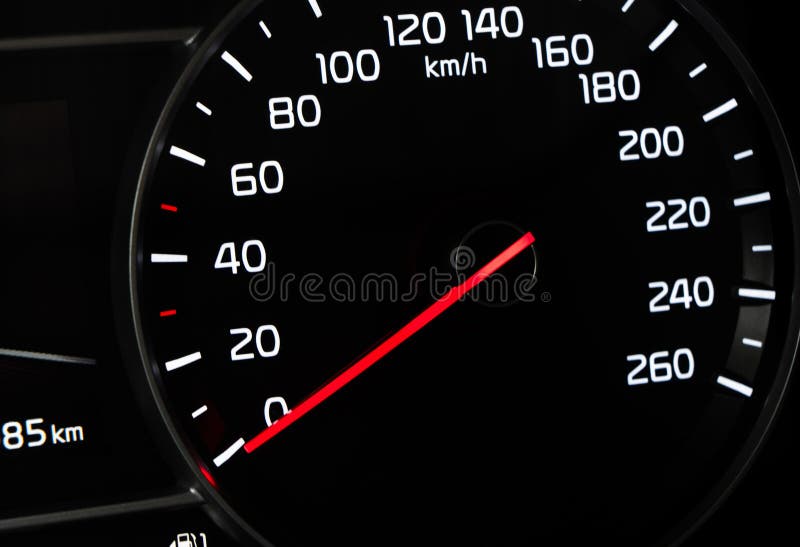 Close Up Shot of Speedometer in Car. Car Dashboard. Dashboard Details ...