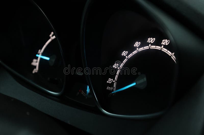 Close Up Shot of a Speedometer in a Car. at an Engine Speed of 1800 Rpm ...