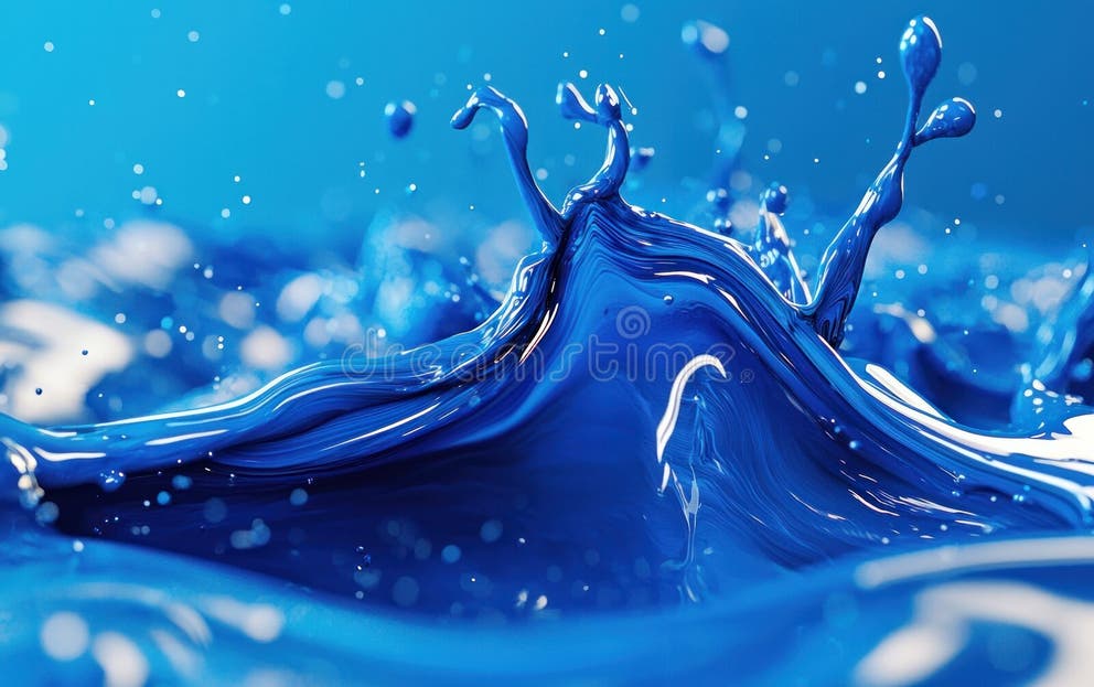 Close Up Shot of a Splash of Blue Liquid Abstract Background with a ...