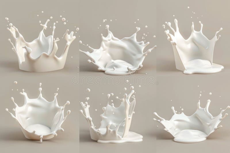 A Close-up Shot of a Splash of Milk on a Surface, with Drops of Milk ...