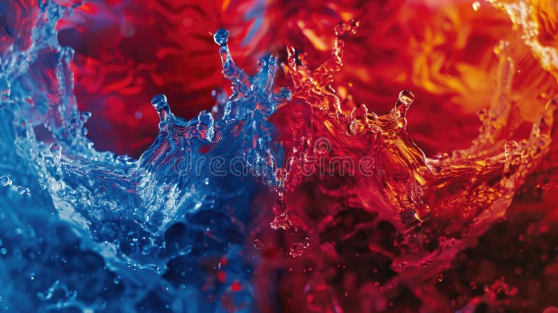 A Close-up Shot of a Splash of Water on a Red and Blue Gradient ...