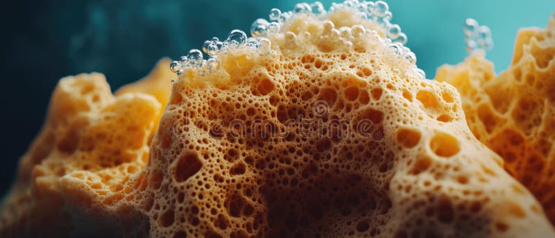 Close-up Shot of a Sponge with Bubbles Forming on Its Surface Stock ...