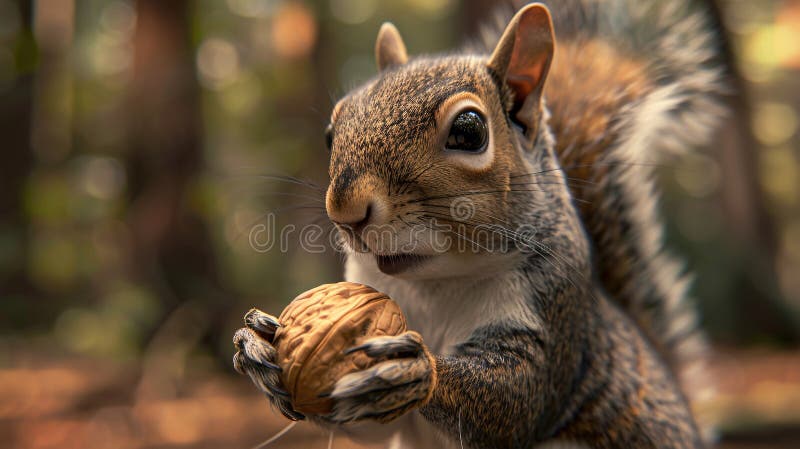 Close-up Shot of Squirrel Eating Nut Stock Photo - Image of curious ...
