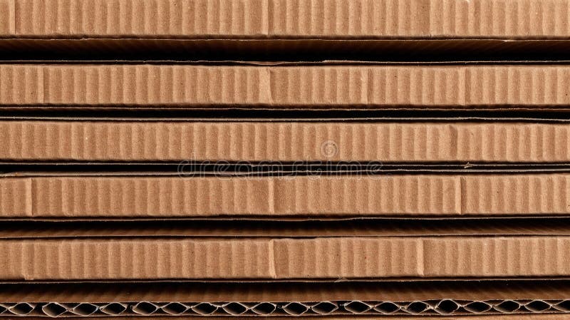 A Close-up Shot of a Stack of Brown Corrugated Cardboard Sheets. the ...