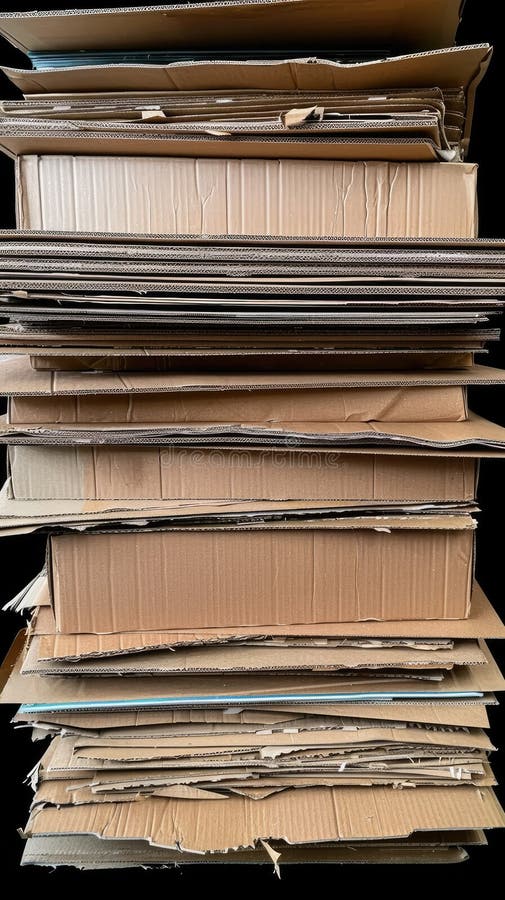 A Close-up Shot of a Stack of Brown Corrugated Cardboard Sheets. the ...