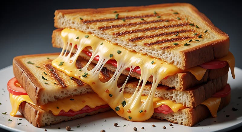 Melting Cheese Grilled Sandwich Stack Stock Photo - Image of bread ...
