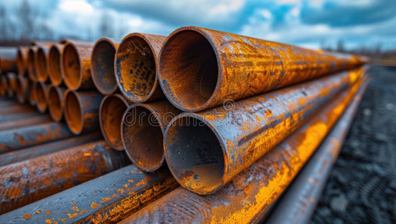 Stack of Rusty Shipping Containers in Industrial Area Stock Image ...