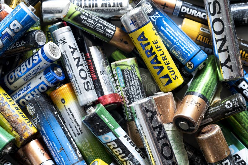 Close Up Shot of Stack of Various Batteries Editorial Stock Image ...
