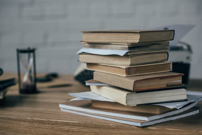 Close-up Shot of Stacked Books Stock Photo - Image of studying, desk ...