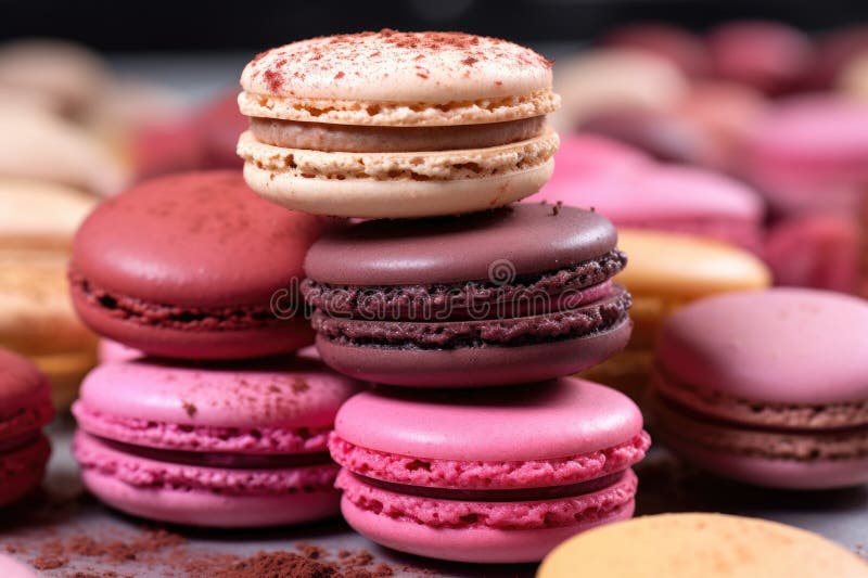 Close-up Shot of Stacked Macarons in Different Flavors Stock Image ...