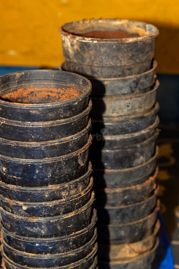 A Close Up Shot of a Stacked Up Planting Pots Stock Photo - Image of ...