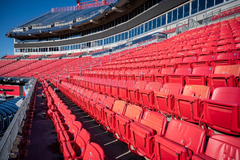 Close-up Shot of Stadium Red Seats in Sunlight Stock Image - Image of ...