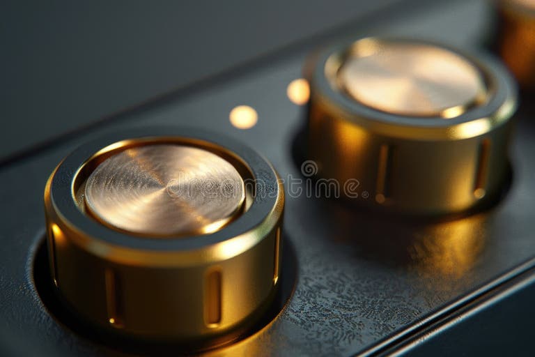 A Close-up Shot of Stove Knobs with Detailed Texture and Design Stock ...
