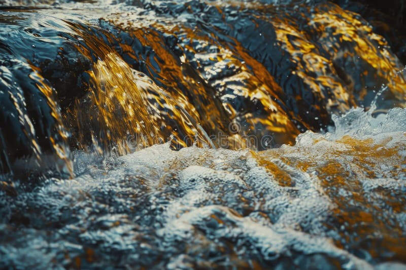 A Close-up Shot of a Stream of Water Flowing through a Natural Setting ...