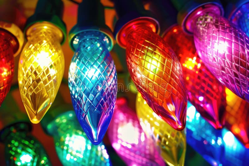 A Close-up Shot of a String of Colorful Christmas Lights Stock Photo ...