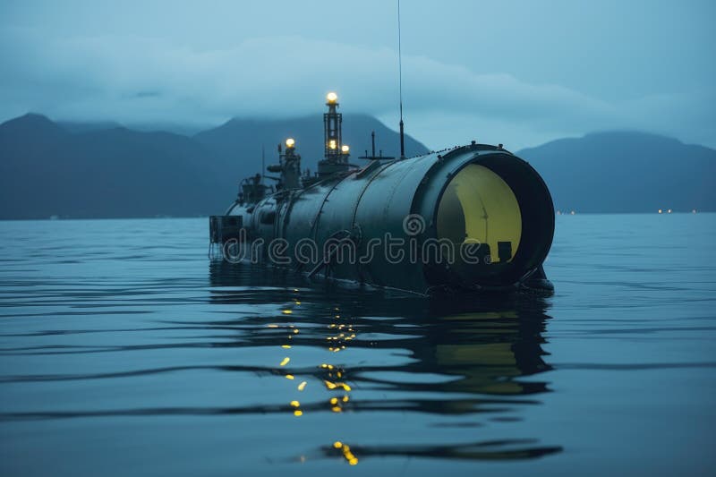 Close-up Shot of a Submarines Periscope Emerging from the Ocean Stock ...