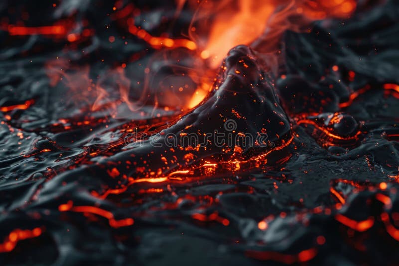 Close-up Shot of a Surface Covered in Thick, Flowing Lava Stock Image ...