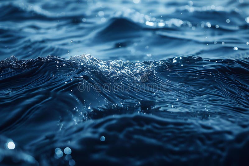 A Close-up Shot of the Surface of Dark Blue Water in a High Resolution ...