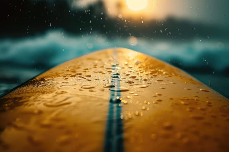 A Close-up Shot of a Surfboard Floating on the Surface of the Water ...