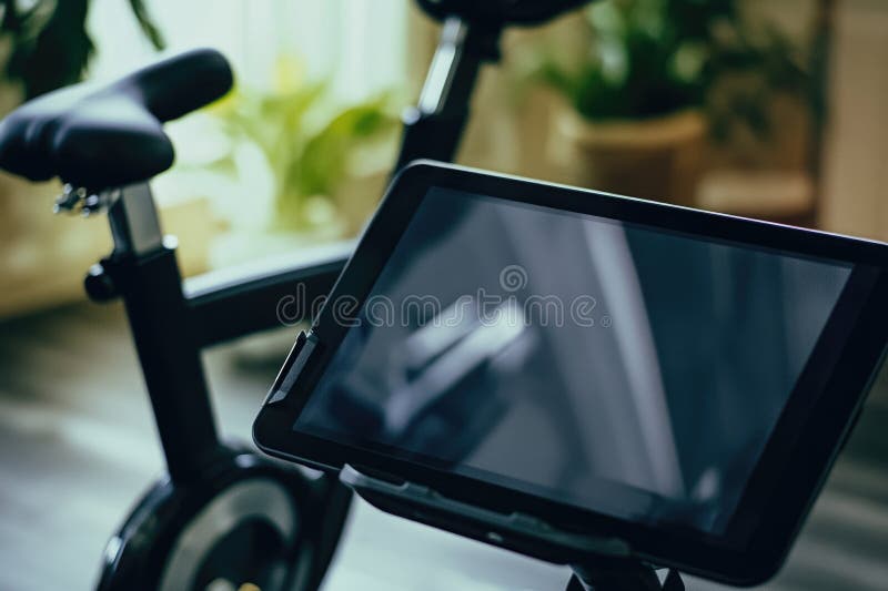 A Close-up Shot of a Tablet Screen on a Bicycle Handlebars, Great for ...