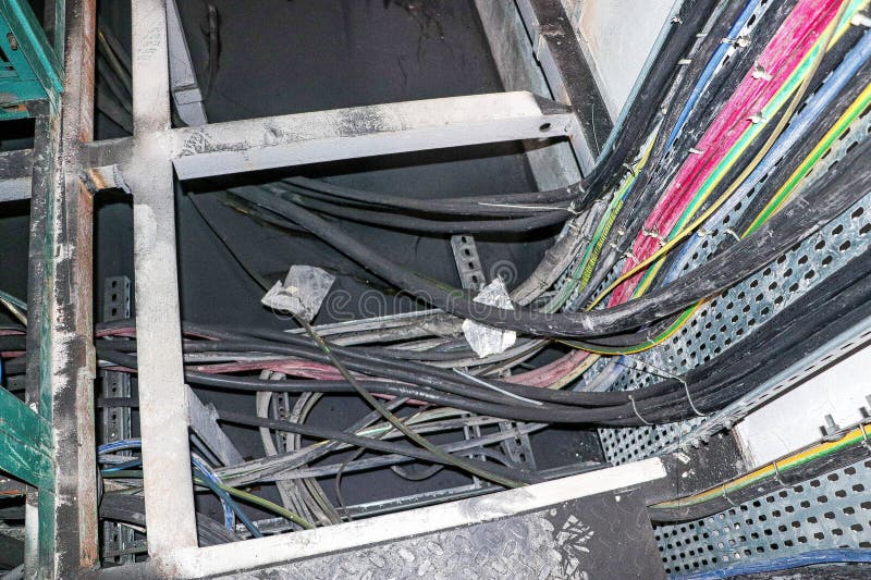 Electrical Wires in a Buildings Ceiling Stock Image - Image of ...