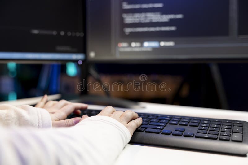 Close Up Shot of Tech Support Admin Typing on Keyboard Stock Photo ...