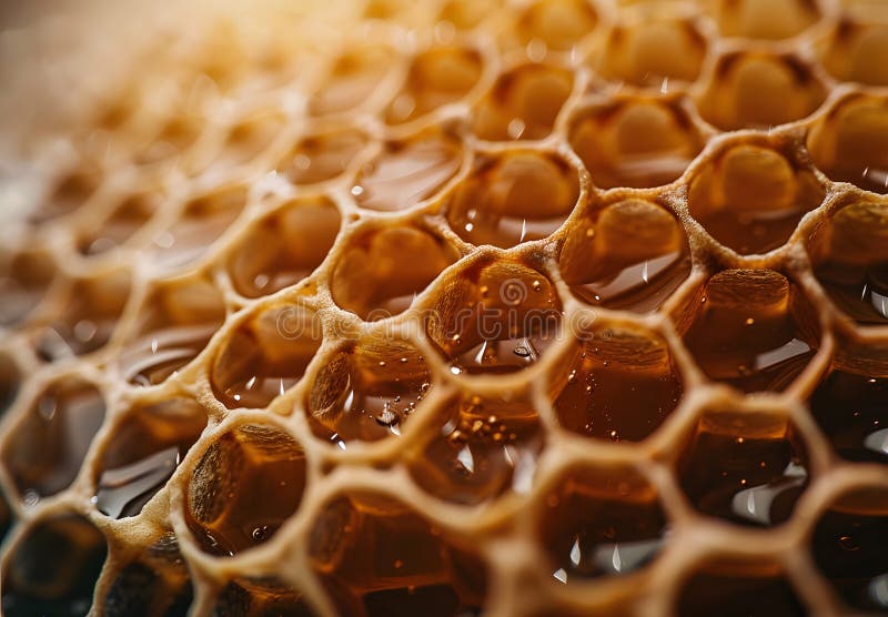 Honeycomb Texture with Golden Honey Stock Illustration - Illustration ...