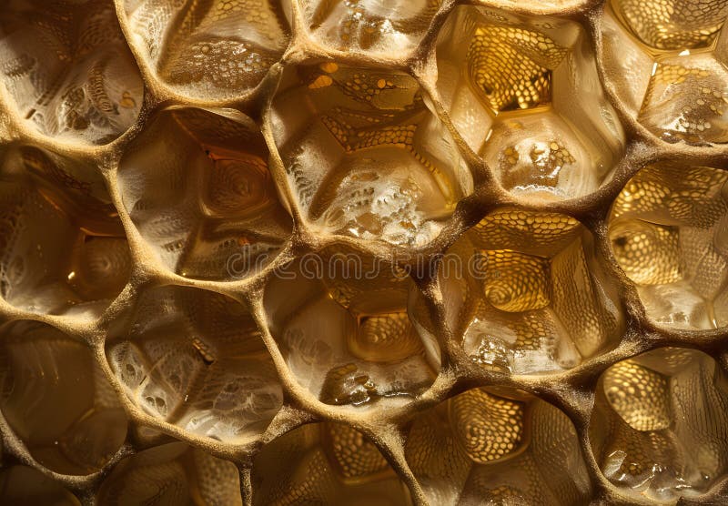 Honeycomb Texture Closeup with Golden Honey Stock Illustration ...