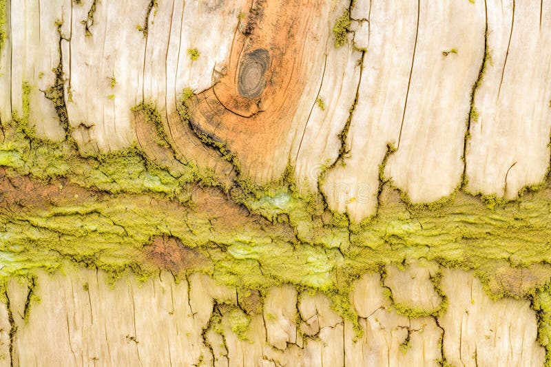 Close-up Shot of the Texture of a Tree Bark with Green Moss and Cracks ...