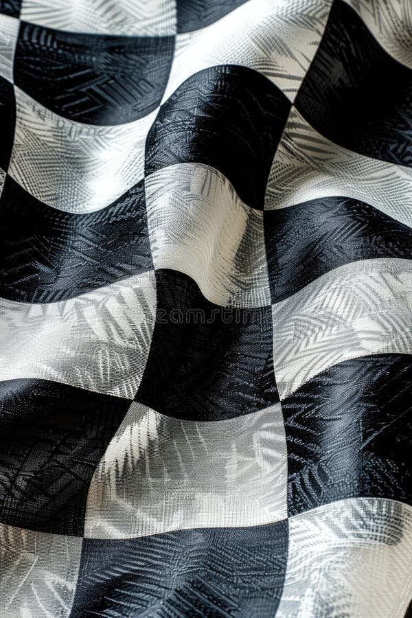 Close-up Shot of Textured Black and White Checkered Fabric Stock Photo ...