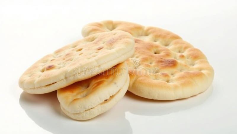 A Close Up Shot of Three Pieces of Flatbread Stacked on a White Surface ...