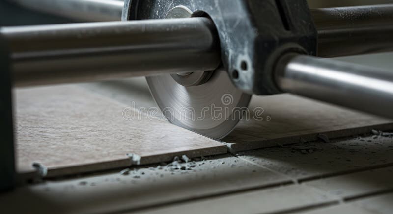 Precise Tile Cutting: a Close-Up View of a Professional Tile Cutter in ...