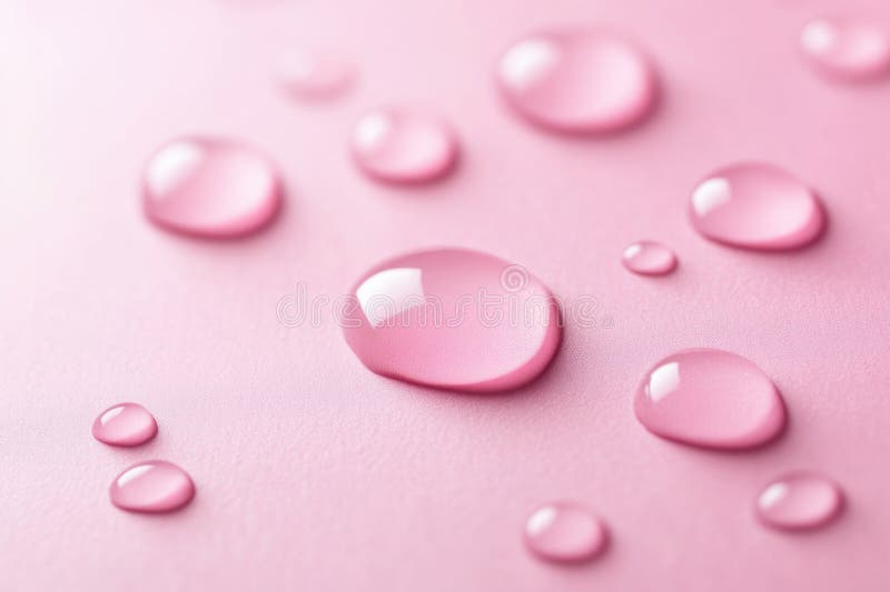 Close-up Shot of Tiny Water Droplets on a Bright Pink Surface Stock ...
