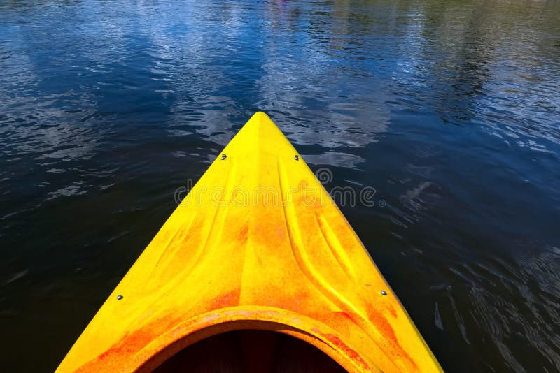 Close Up Shot of a Tip of Canoe in the River on a Sunny Day. Exploring ...