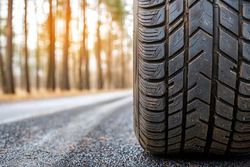 Close Up Shot of Tire with Biodegradable Material in Forest Setting ...