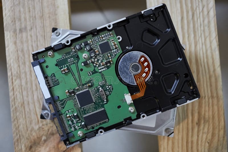 Close Up Shot To a Hard Disk Drive on a Wooden Background Stock Image ...