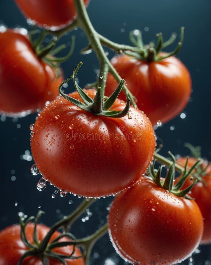 Close Up Shot of Tomatoes with Water Splash. Stock Illustration ...