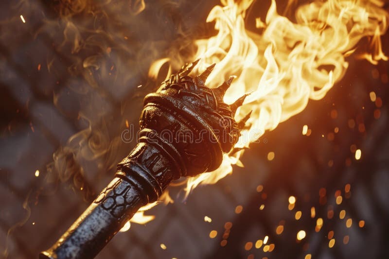 A Close-up Shot of a Torch with Flames Burning Brightly, Great for Use ...